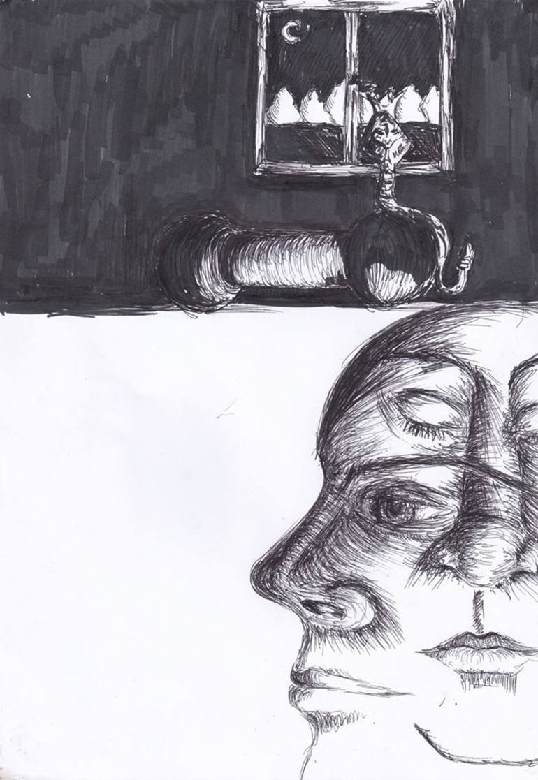 Just a night sketching Drawing by Klaudia Czekaj | Saatchi Art