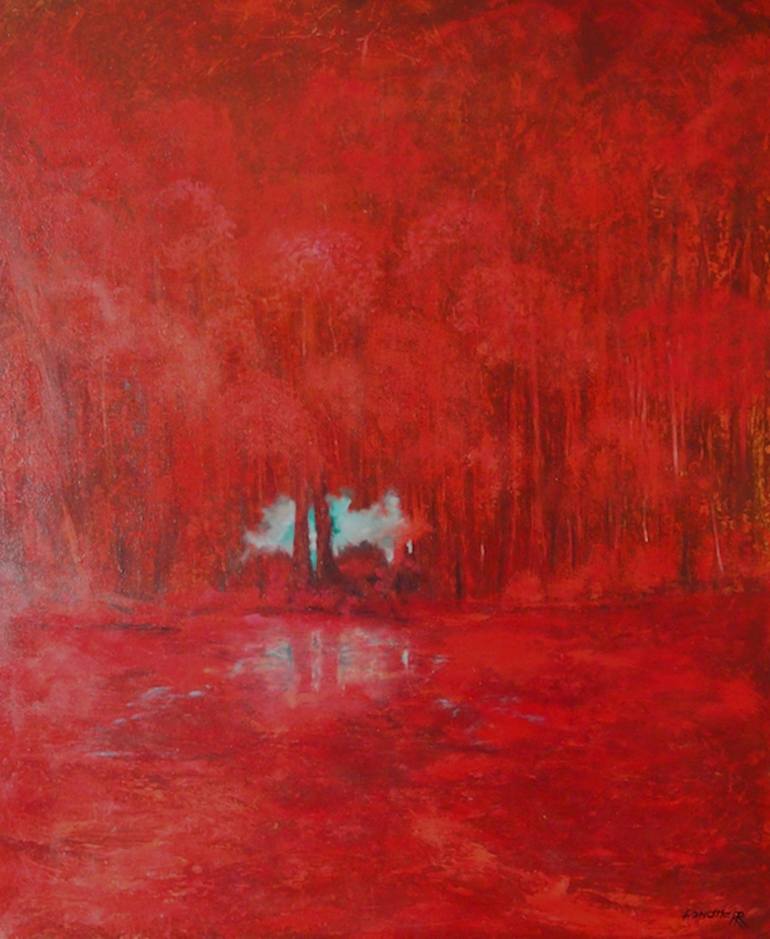 Red Forest Painting by Edgar Landherr | Saatchi Art