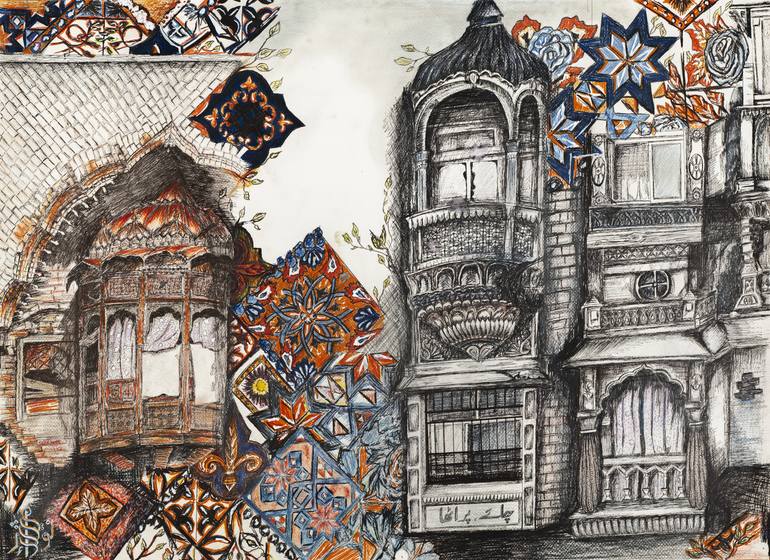 The Orange Jharoka Drawing by Mesha Noor | Saatchi Art