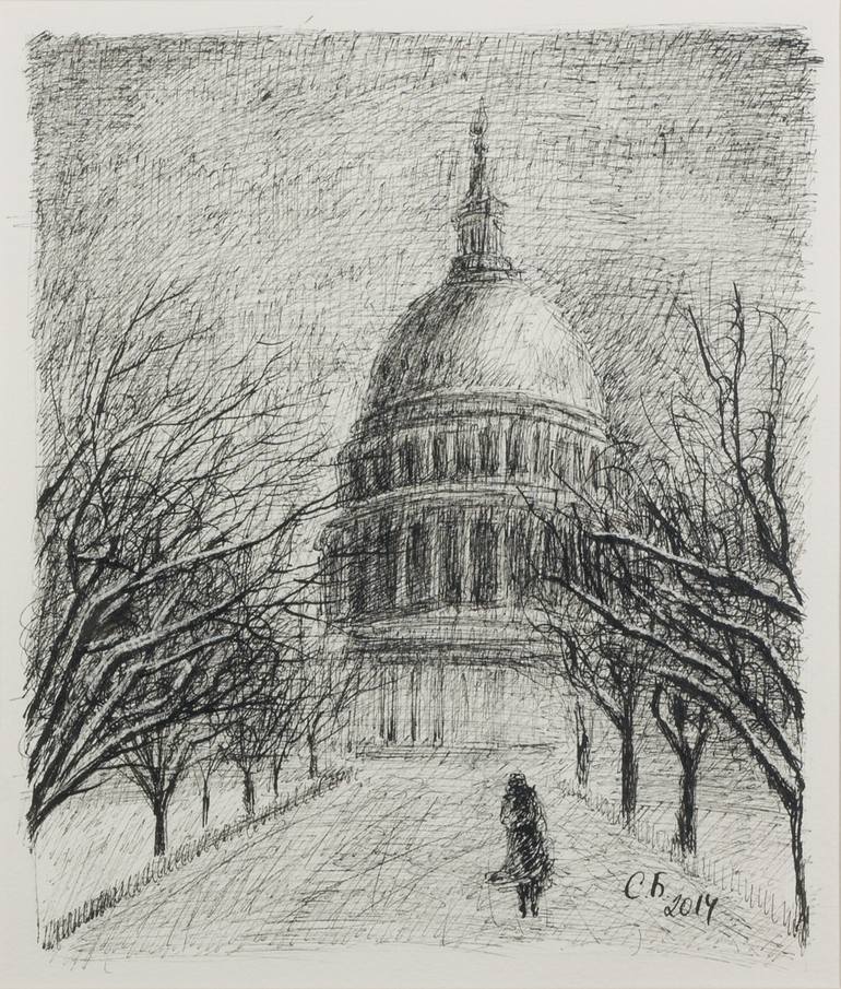 Capitol. Hopelessness. Drawing by Alexandra Batyaeva | Saatchi Art