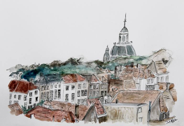 The Rooftops of Middleburg Painting by Robert Petcher | Saatchi Art