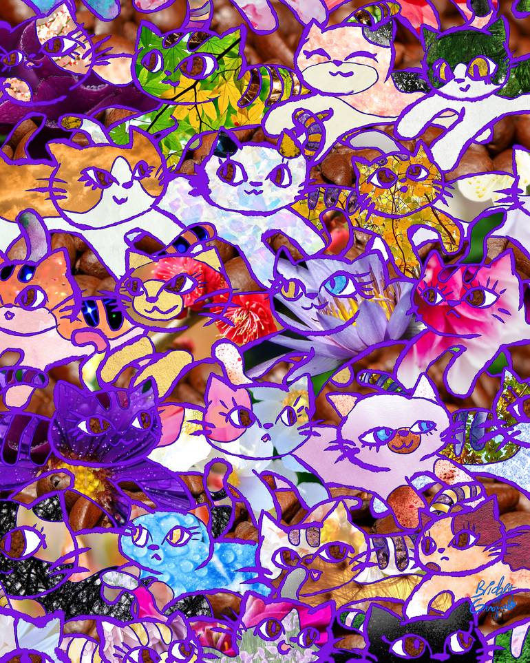 Many Cats - Nature Photo Manipulation Collage Mixed Media by Bridget ...