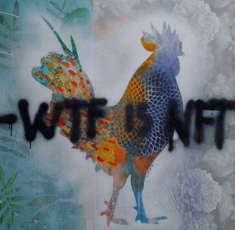 Rooster - WTF IS NFT? Painting by Anze GaLLuS Petelin | Saatchi Art