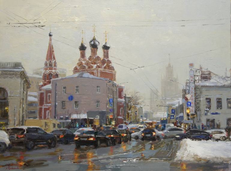 Taganskaya square Painting by Alexandr Prokopenko | Saatchi Art