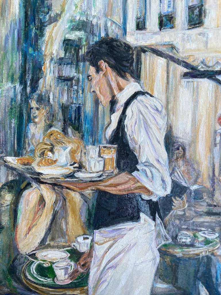 The Waiter (Cafe Le Dome, Paris) Painting by Gina Son | Saatchi Art
