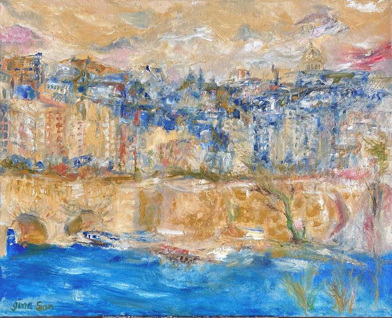 Summer Blue Paris (Abstract) Painting by Gina Son | Saatchi Art
