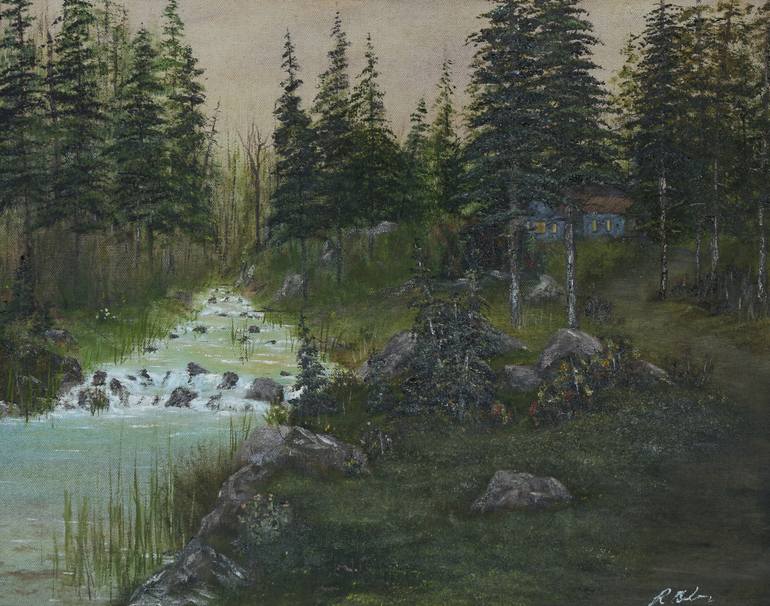 Cabin in the woods Painting by Richard Neilson | Saatchi Art