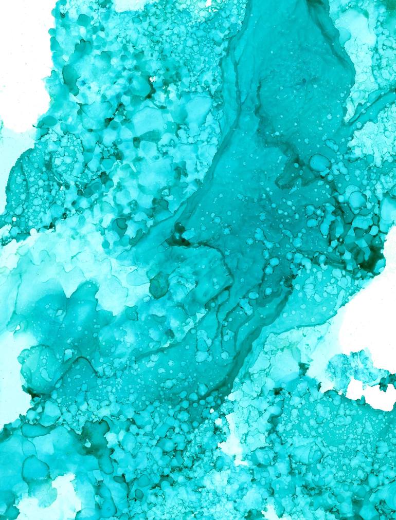 Abstract turquoise drawing. Wave. Painting by Iana Zheltakova | Saatchi Art