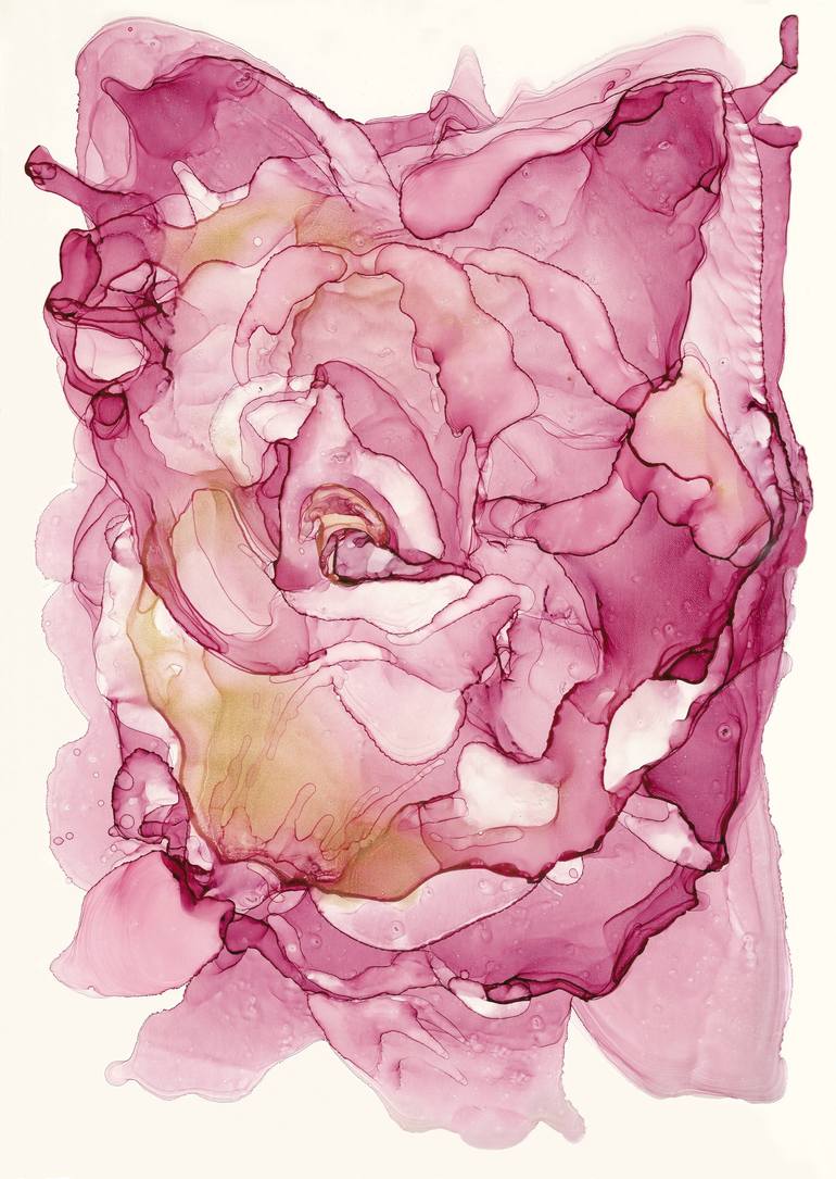 Abstract blooms red rose flower. Drawing by Iana Zheltakova | Saatchi Art