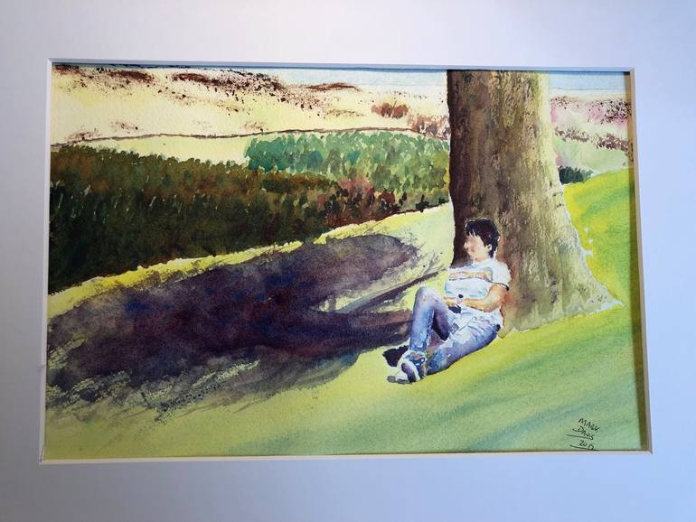 Reclining under a tree Painting by Mark Davis | Saatchi Art