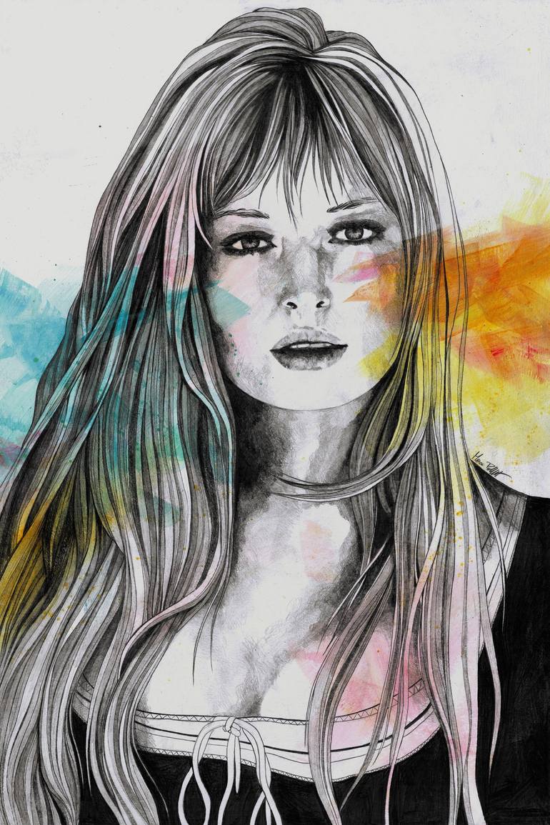 Monica (Tribute to Monica Vitti) Drawing by Marco Paludet | Saatchi Art