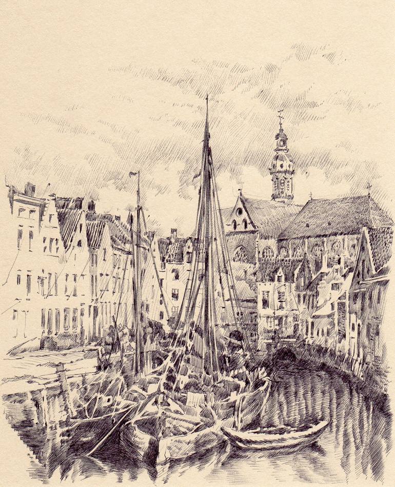 Old Antwerp Drawing by Oxana Troyanova | Saatchi Art