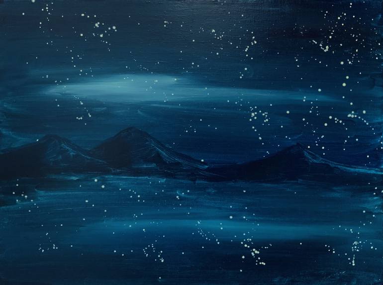 Starlight night Painting by Anna Levitskaia | Saatchi Art
