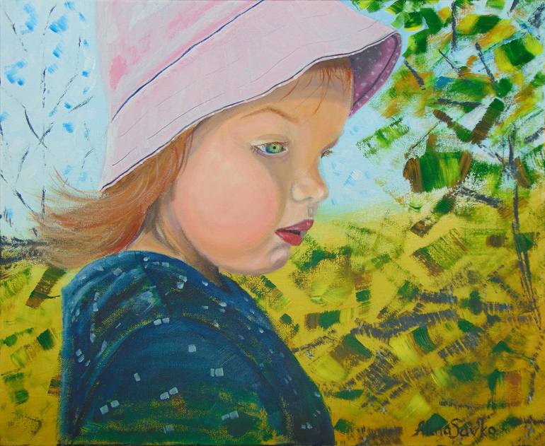 A Girl In a Sun Hat Painting by Alina Savko | Saatchi Art