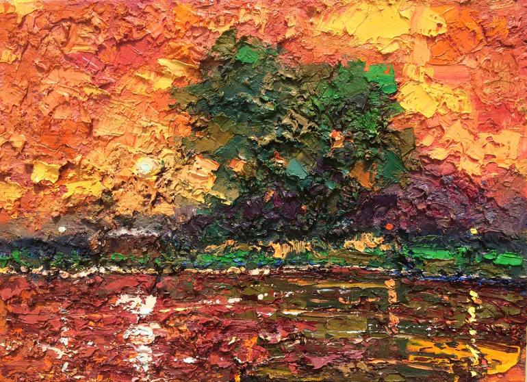 TREE REFLECTION Painting by Nojeem Muse | Saatchi Art