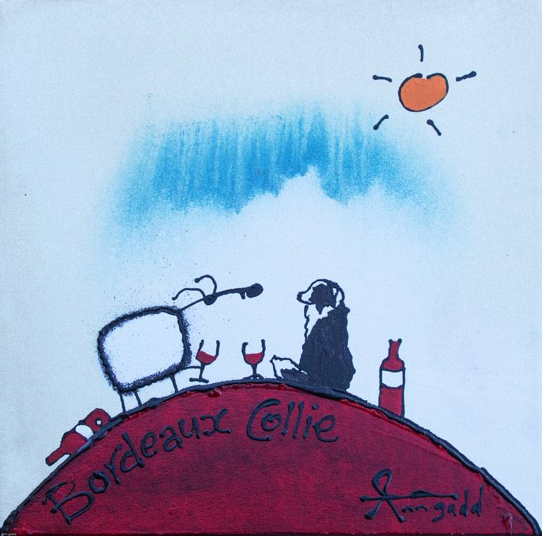 'Bordeaux Collie' (Border Collie) Painting by Ann Gadd | Saatchi Art