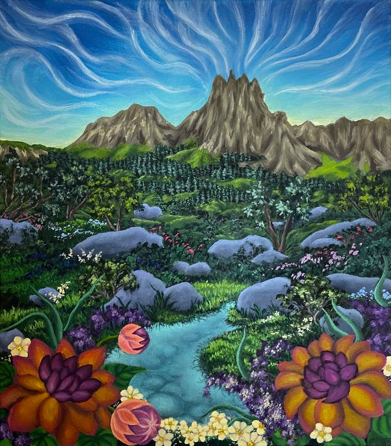 Enchanting Meadow vibrant nature wall art Painting by Mary Gamal ...