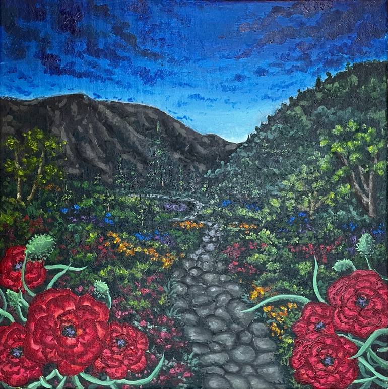Journey to Nirvana vibrant nature poppies wall art Painting by Mary ...
