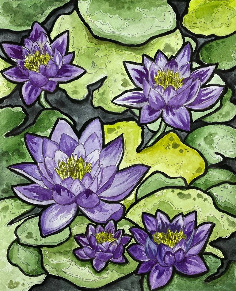 Water lilies watercolor floral painting Painting by Mary Gamal ...