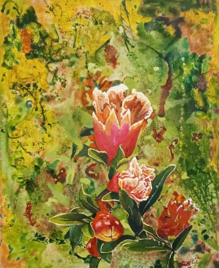 Flowering pomegranate Painting by Anna Morozko | Saatchi Art