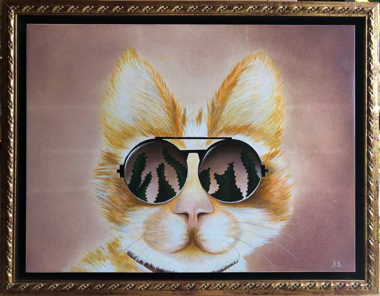 Red Cat Painting by Elena Belous | Saatchi Art