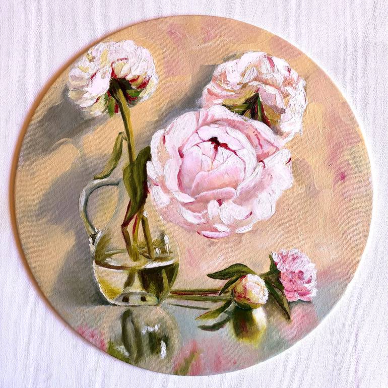 Peonies in vase Painting by Elena Belous | Saatchi Art