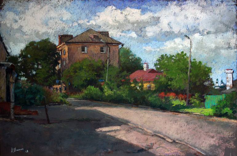 Street in the City of Kursk Drawing by Aleksandr Shanin | Saatchi Art