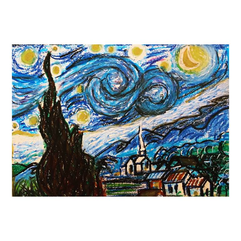 The Starry Night (1889) Drawing by Adarsh Badri | Saatchi Art