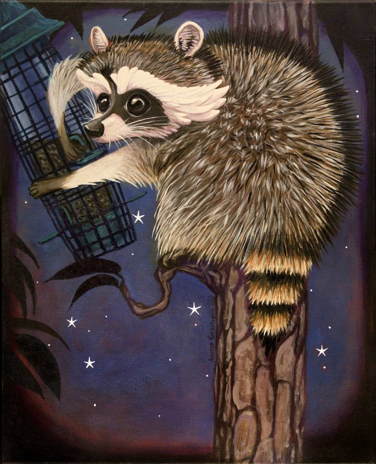 Raccoon Painting by Andrea Gerstmann | Saatchi Art