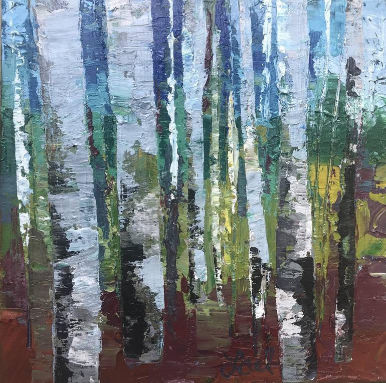 Fall in Aspen White Painting by Lael Har | Saatchi Art