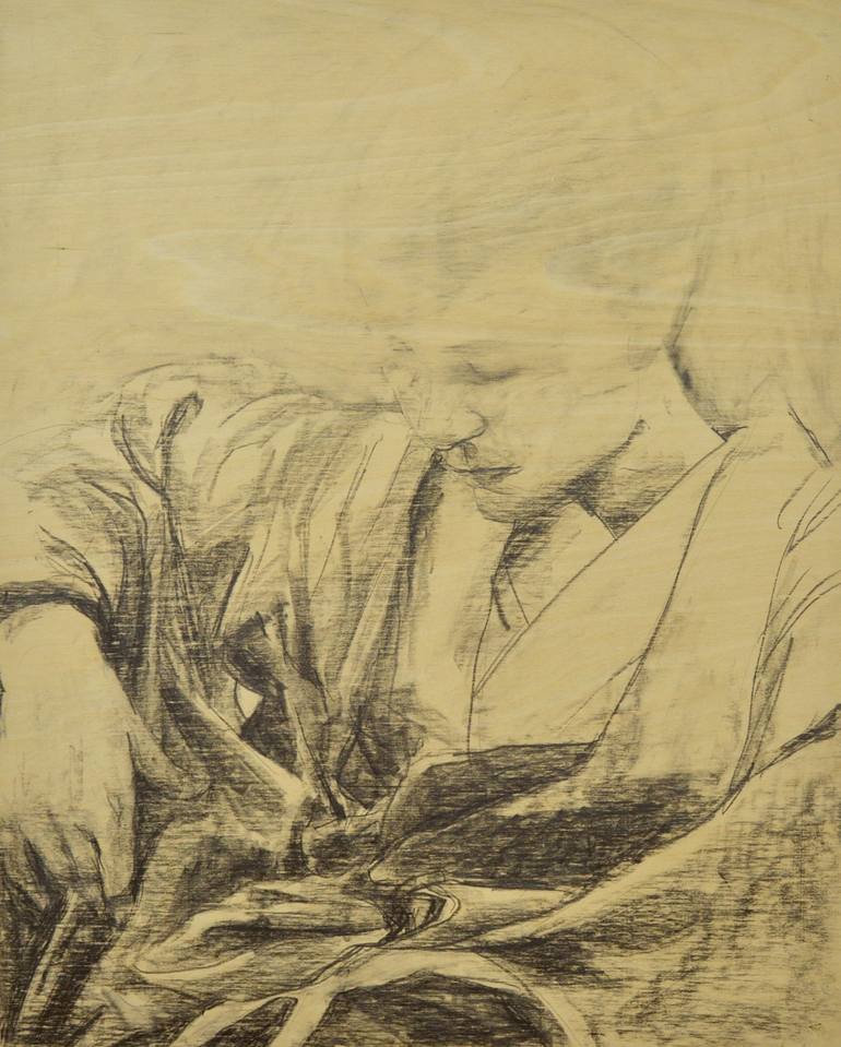 Adjusting the Ohashori Drawing by Ellen Bird | Saatchi Art