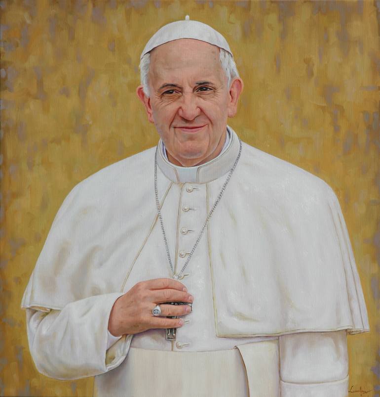 Pope Francis Painting by Peter Lamoling | Saatchi Art