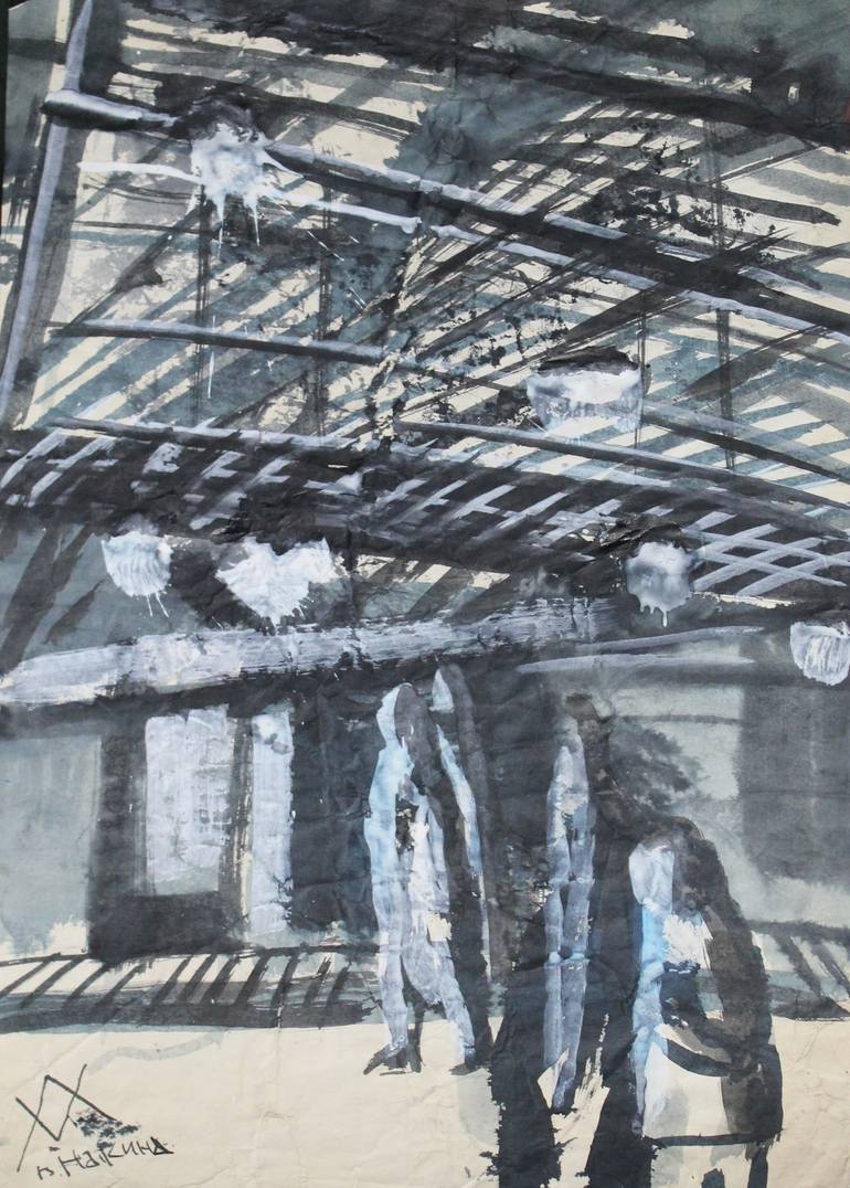People in transition Drawing by Varya Natkina | Saatchi Art