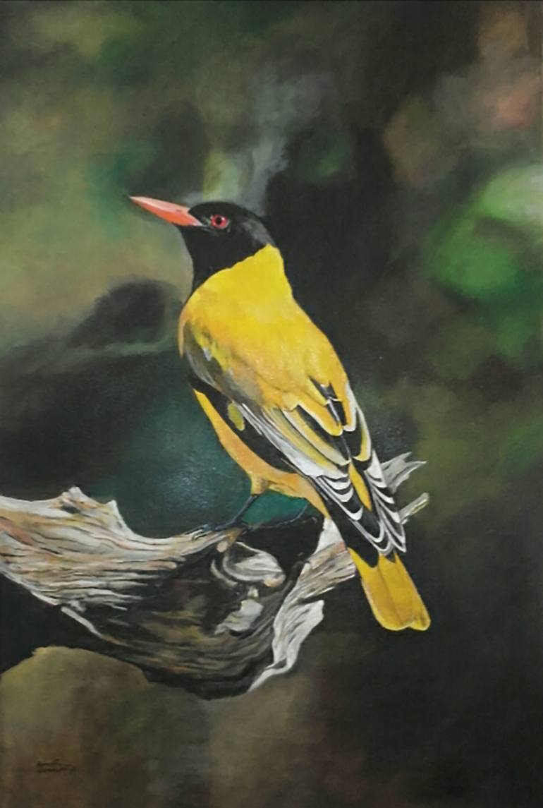 Black Bird, Fly Painting by Hemantha Warakapitiya | Saatchi Art