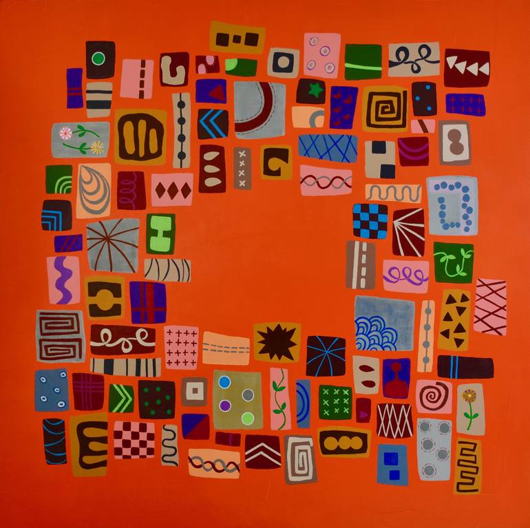 Magical Floating World (Orange 93) Painting by Naomi Balint | Saatchi Art