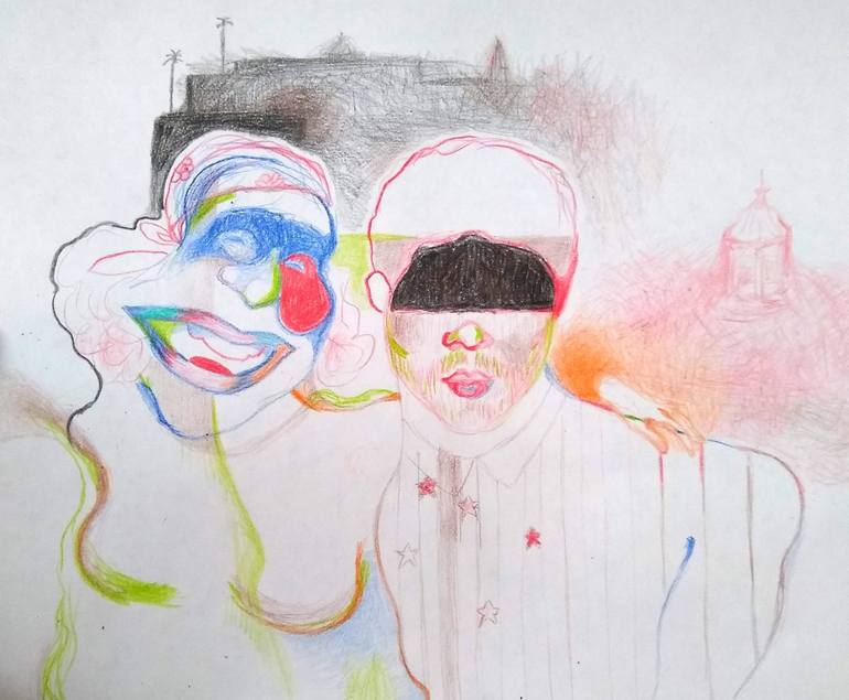 Two figures Drawing by Humberto Giraldo | Saatchi Art