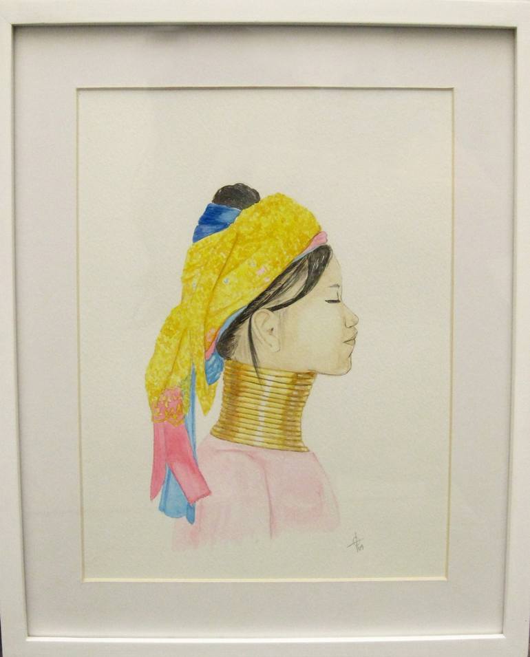 Long Neck Girl Painting by MAIDA CORDERO | Saatchi Art