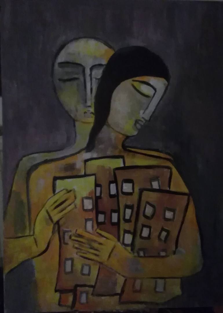 City in love Painting by Tabarak Alyassen | Saatchi Art