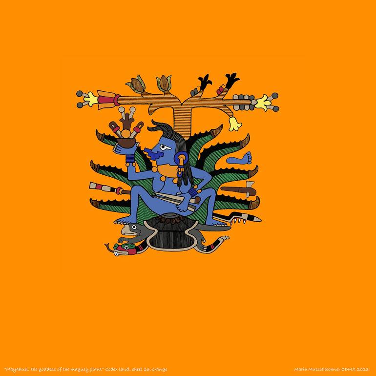 Mayahuel, Aztec goddess of the maguey. Codex Laud, 16, orange Mixed ...