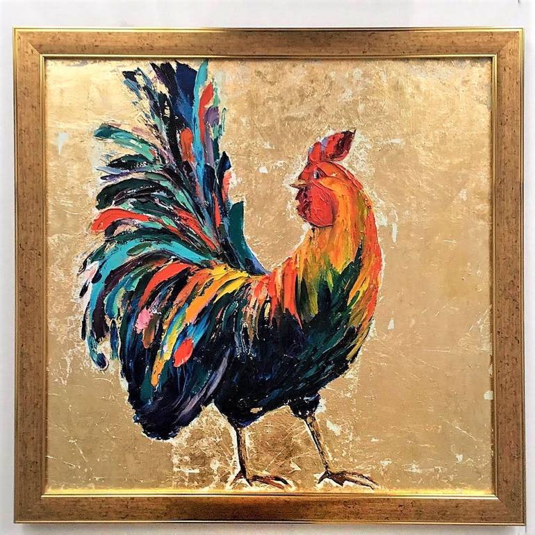red rooster Painting by Kristina Kolesnikova | Saatchi Art
