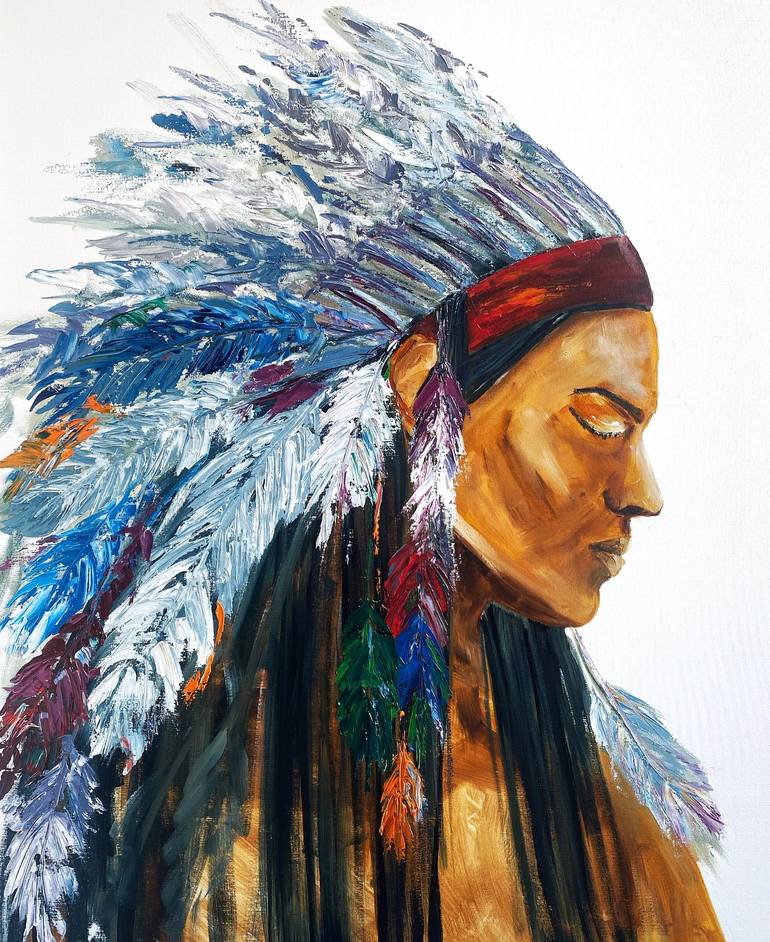 Men Injun Painting by Kristina Kolesnikova | Saatchi Art