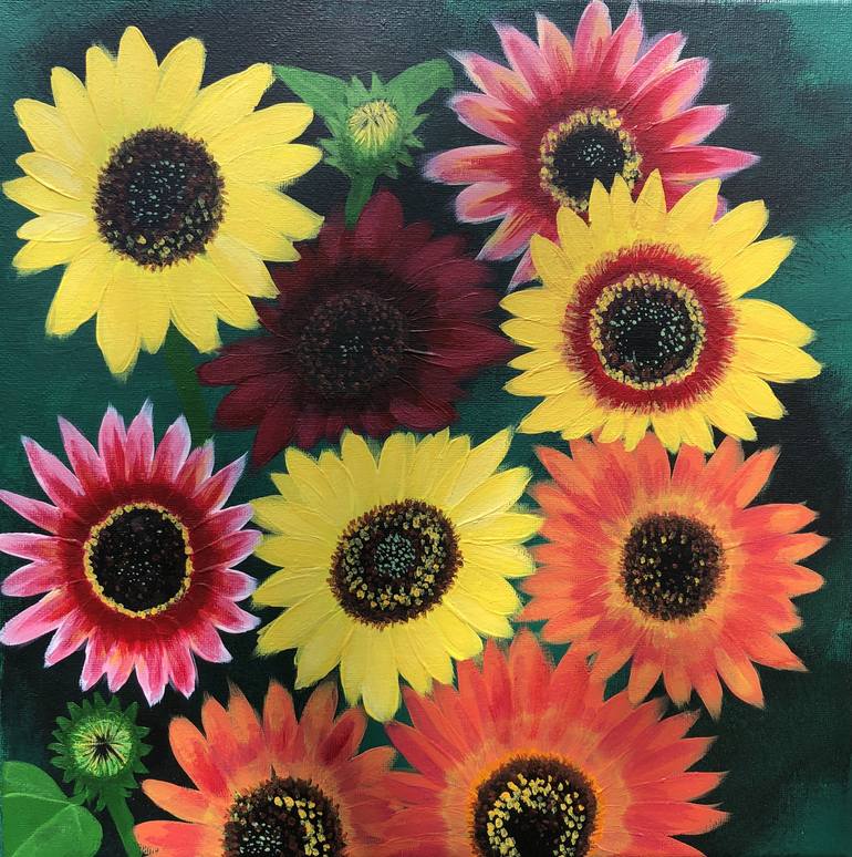 Red Sunflower Painting