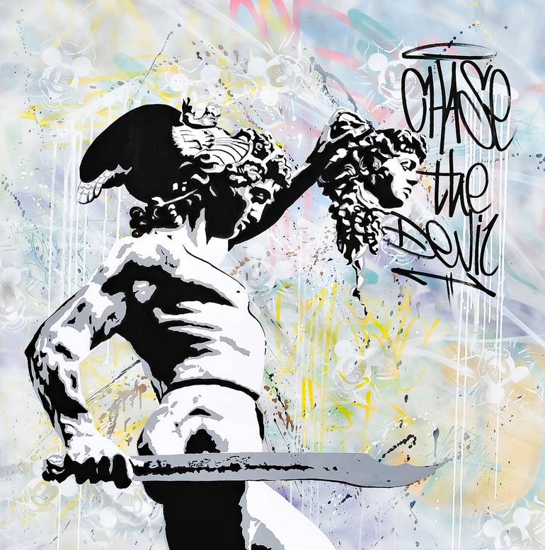 CHASE THE DEVIL Painting by JULIEN DELAFENESTRE dit DENZA | Saatchi Art