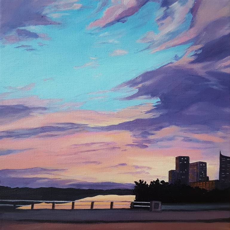 Sunset night painting Painting Art & Collectibles etna.com.pe