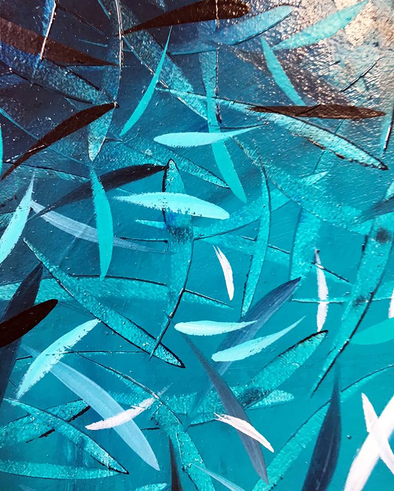 Black Fish In Aqua Painting by David Clare | Saatchi Art