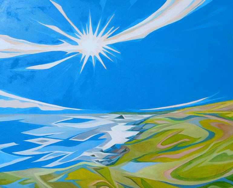 Mew Stone on a very bright day Painting by Andrew Clayton | Saatchi Art