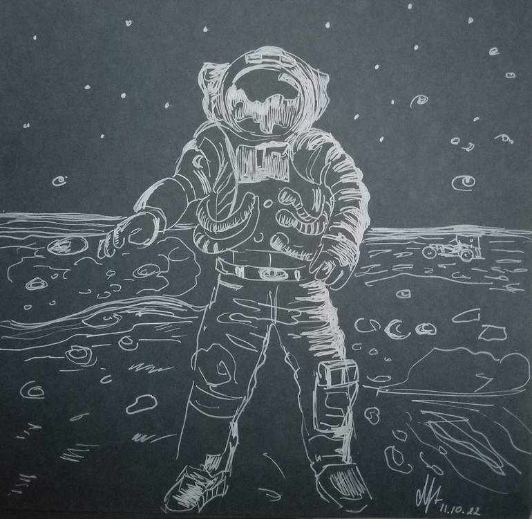 Unknown planet Drawing by MARIA MEDVEDEVA | Saatchi Art