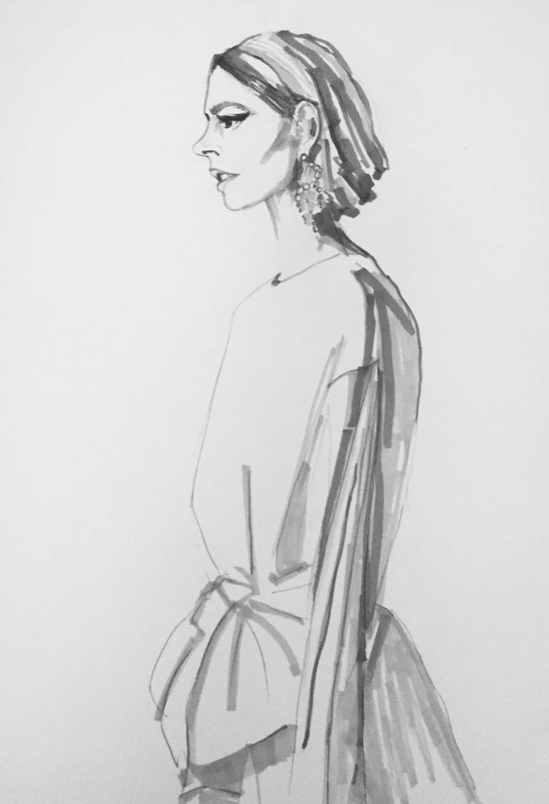 Drawing of Freja Beha Erichsen Drawing by Hilary Deane | Saatchi Art