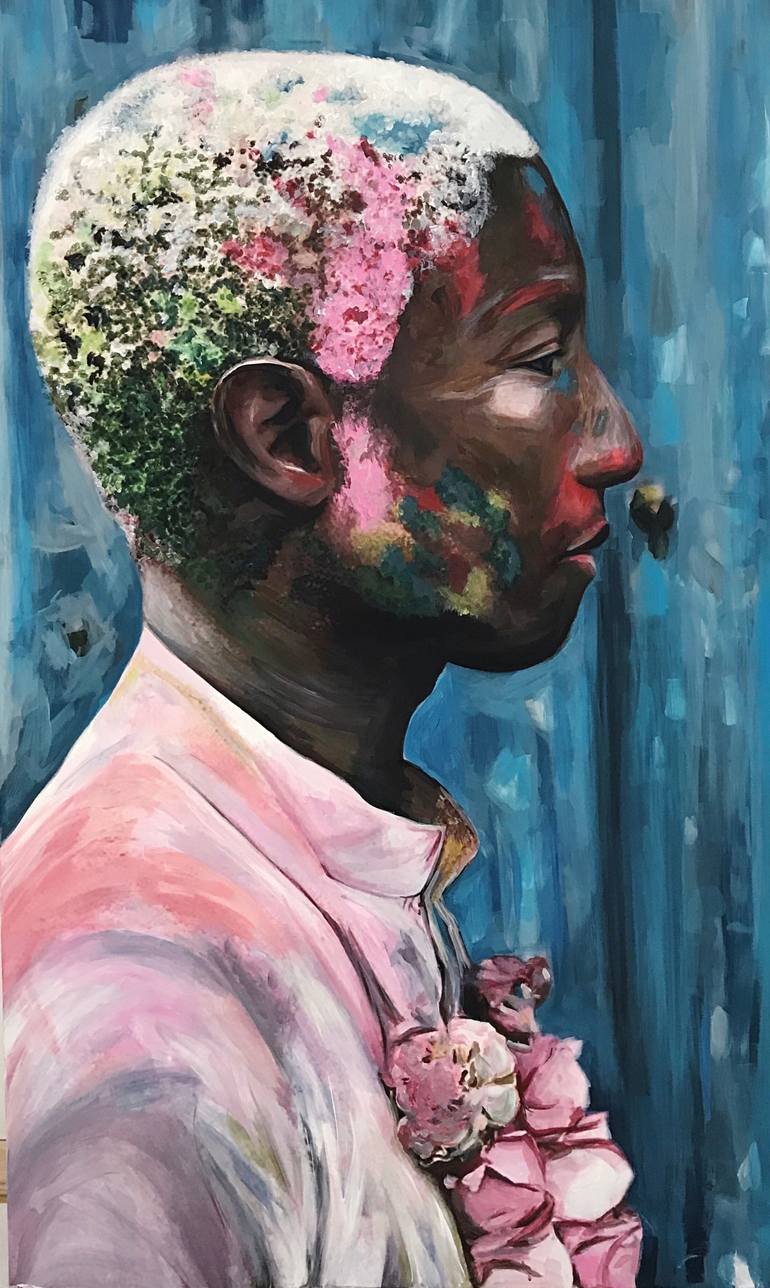 Original painting , portrait of pharrrell williams, 2018. Painting by Olya Tra | Saatchi Art