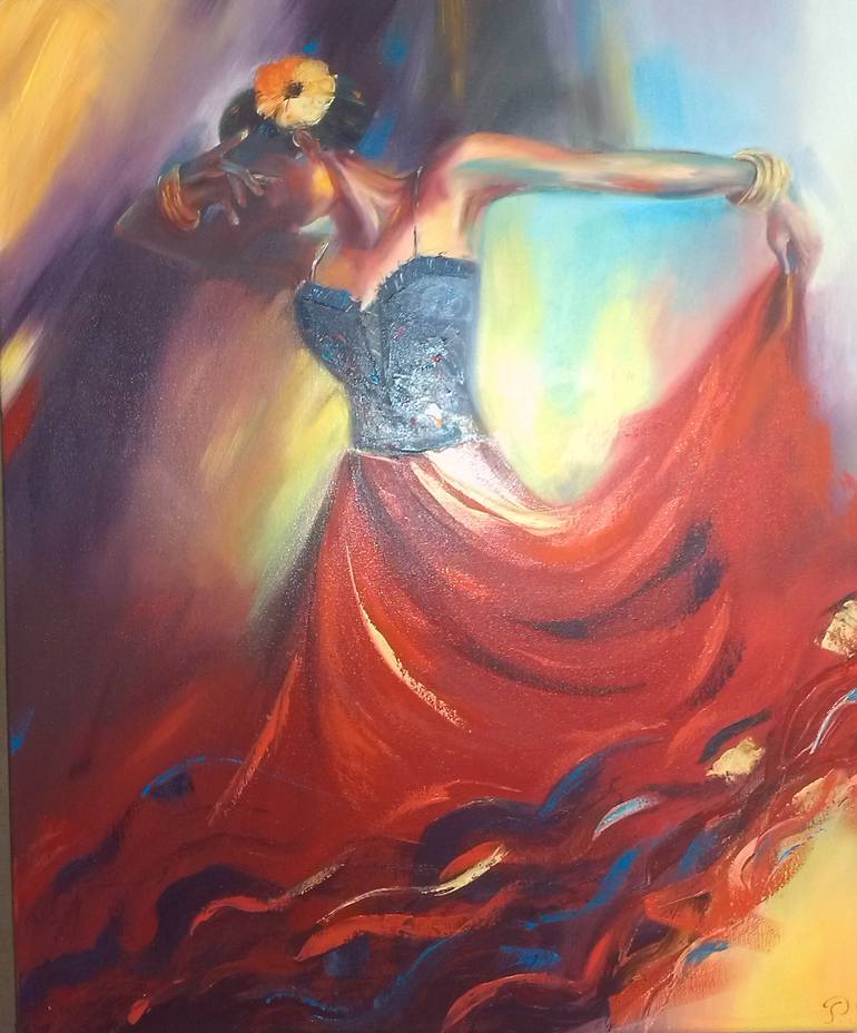 Dancing in red Painting by Ludmila Riabkova | Saatchi Art